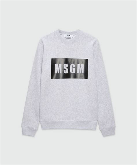 Solid Colour Cotton Sweatshirt With A Box Logo Msgm Official