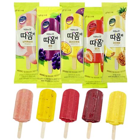 빙그레 따옴아이스크림 따옴바 파인애플 포도 딸기 패션후르츠 납작복숭아 5종 40개세트 원산지국산경상남도 김해시 위시버킷