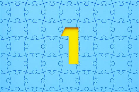 솔루션 개념 노란색 배경에 컷 아웃 번호를 형성 블루 직소 퍼즐 조각 0명에 대한 스톡 사진 및 기타 이미지 0명 1 개념 Istock