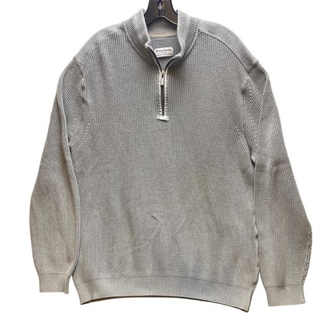 Tommy Bahama Sweater Mens Extra Large Gray 1 4 Zip Pullover Sweater