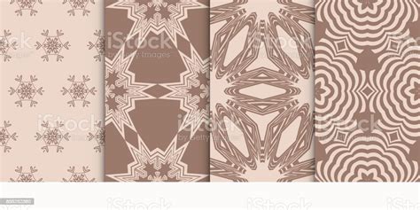 추상 스타일에 기하학적 패턴의 집합입니다 민족 장식입니다 벡터 일러스트입니다 현대적인 인테리어 디자인 패션 섬유 인쇄 벽지에 대 한 베이 지 색상 0명에 대한 스톡 벡터