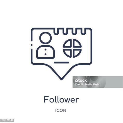 블로거 및 영향력 개요 컬렉션에서 선형 추종자 아이콘입니다 흰색 배경에 고립 된 얇은 선 추종자 벡터입니다 추종자 유행 삽화 공동체에 대한 스톡 벡터 아트 및 기타 이미지