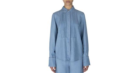 10 Crosby Derek Lam Lilo Tuxedo Shirt In Blue Lyst Uk