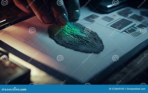 Fingerprint Security Access With Biometrics Identification Generative Ai Stock Illustration