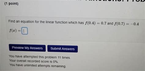 Solved Find An Equation For The Linear Function Which Has Chegg