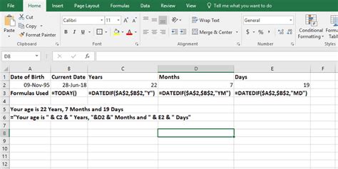 How To Calculate Excel Date Difference Using Datedif Function The Usual Stuff
