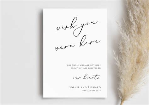 Wish You Were Here Sign Template Elegant Wedding In Loving Memory Sign Traditional Wedding