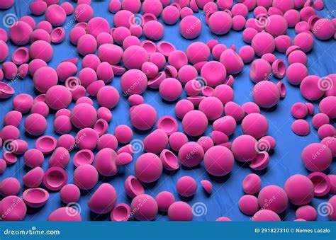 Microcapsule Particles Microspheres Field Isometric View 3d Illustration Stock Illustration