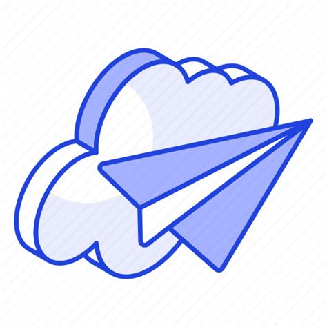 cloud notification computing hosting paper plane digital icon