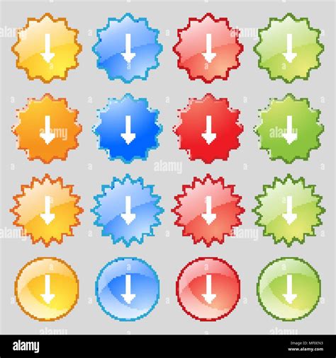Arrow Down Download Load Backup Icon Sign Big Set Of 16 Colorful Modern Buttons For Your