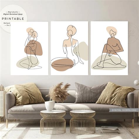 Naked Woman Line Art Set Abstract Woman Body Line Drawing Aesthetic Room Decor Gallery Wall