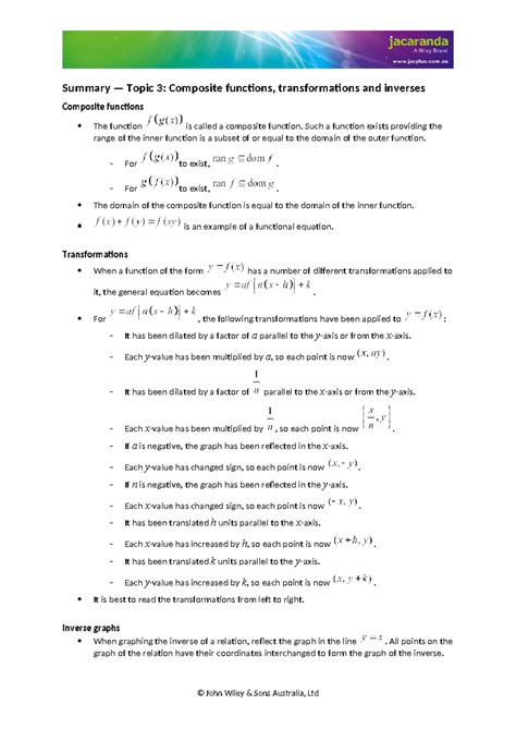 Ch3 Summary Its Nice Summary — Topic 3 Composite Functions