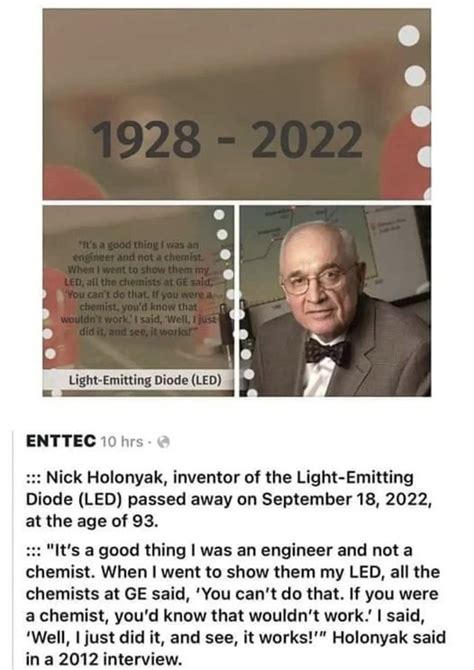 Rip Nick Holonyak Uiuc Alum And Father Of Your Modern Burn Rburningman