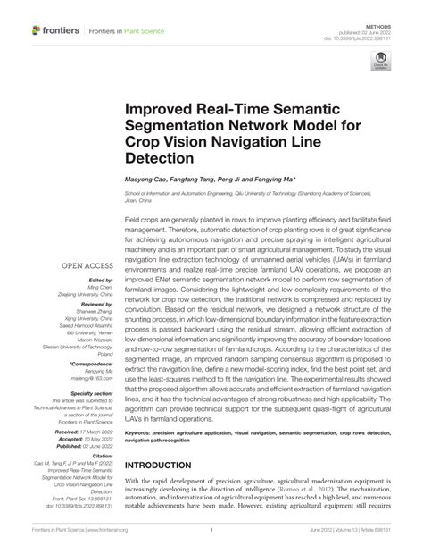 Pdf Improved Real Time Semantic Segmentation Network Model For Crop