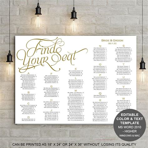 Free Wedding Seating Chart Template Microsoft Word