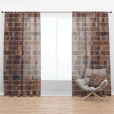 Designart Brick Wall Pattern Modern And Contemporary Curtain Panel