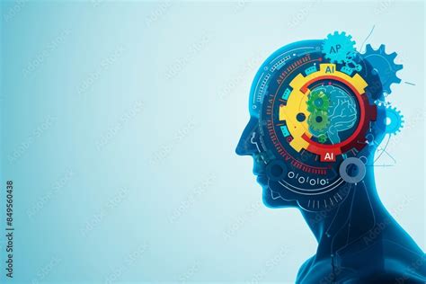 Human Silhouette With Ai Brain Interface Conceptualizing The Fusion Of Human Cognition And