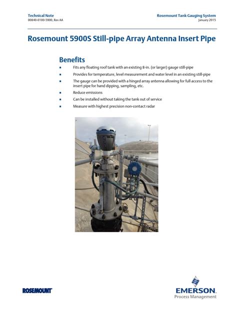 White Paper Rosemount 5900 Still Pipe Array Antenna Insert Pipe