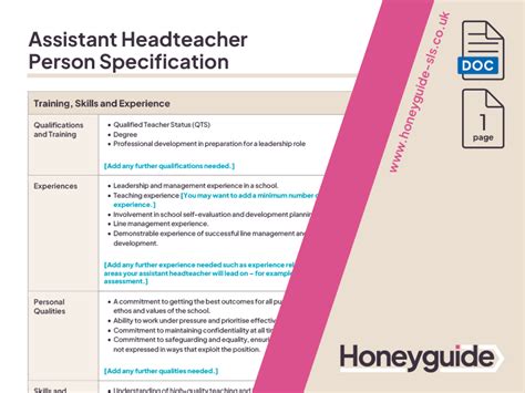 Assistant Headteacher Job Description Teaching Resources