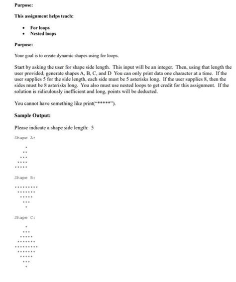 Solved Purpose This Assignment Helps Teach • For Loops •