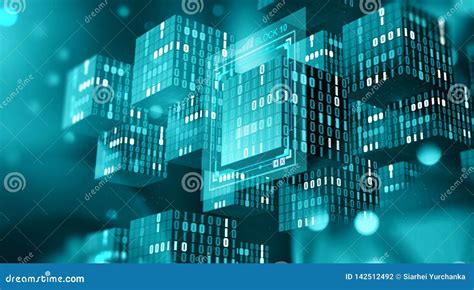 blockchain technology information blocks in digital space decentralized global network stock