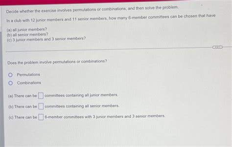 solved decide whether the exercise involves permutations or