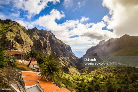 Masca 협곡의 산 풍경입니다 테네리페 카나리아 제도 있는 작은 마을 해안의 아름 다운 전망 Masca Gorge에 대한 스톡 사진 및 기타 이미지 Istock