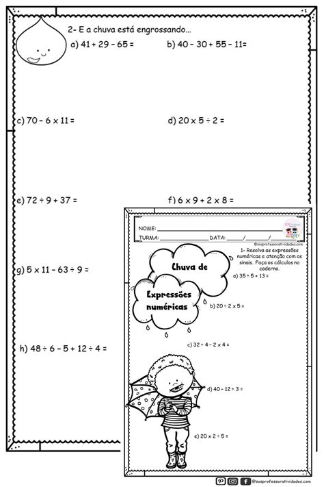 Chuva De Expressões Numéricas Expressões Numericas Expressões Numéricas Simples Numérico