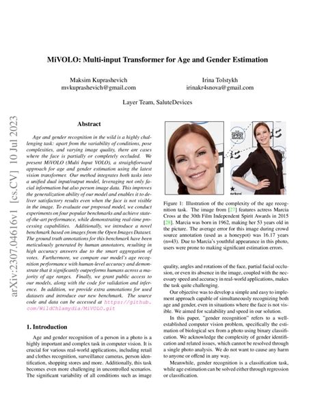 Mivolo Multi Input Transformer For Age And Gender Estimation Deepai