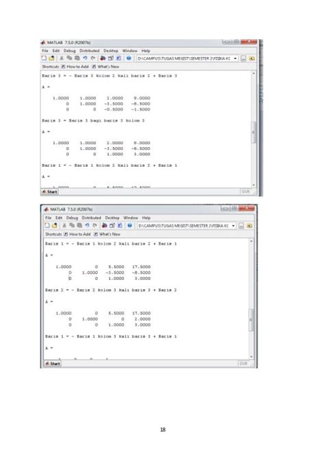 Sistem Persamaan Linear Pada Matlab Terlengkap