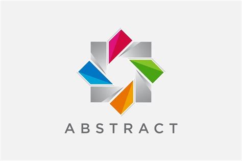 다채로운 원형 모양 육각형 로고 프리미엄 벡터