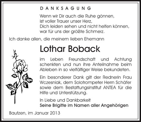Traueranzeigen Von Lothar Boback Trauer Anzeigen De