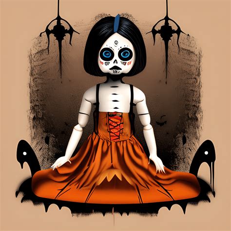Halloween Creepy Doll Sitting Vector Creative Fabrica