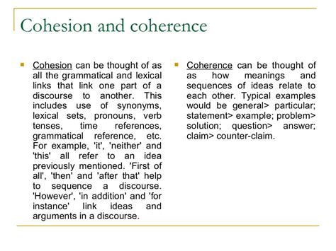 Cohesion And Coherence