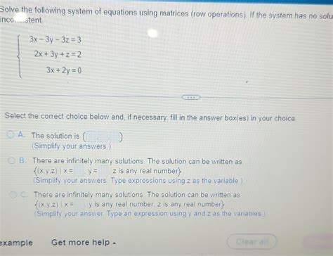 Solved Solve The Following System Of Equations Using Chegg