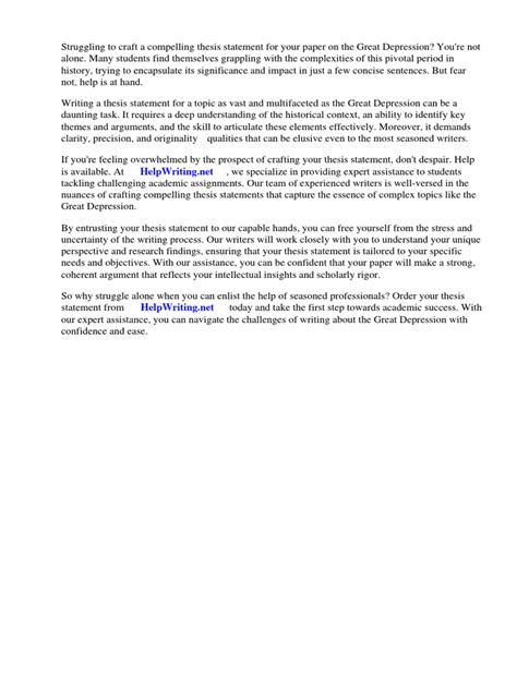 Thesis Statement Examples For The Great Depression Download Free Pdf