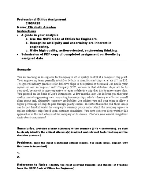 Engr425 Ethics Assignment1 Scenario Pdf Computers