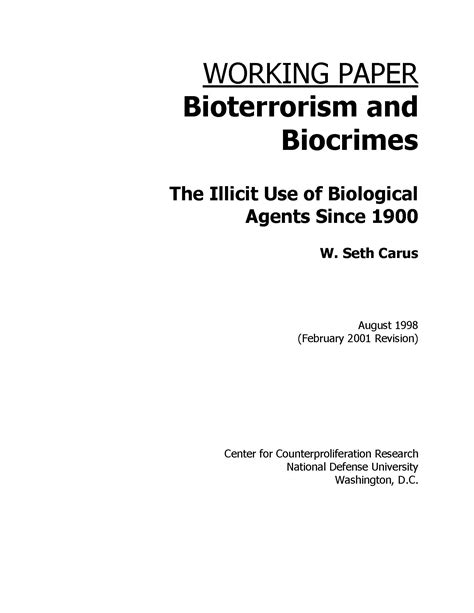 Bioterrorism And Biocrimes The Illicit Use Of Biological Arms In The 20th Century Center For