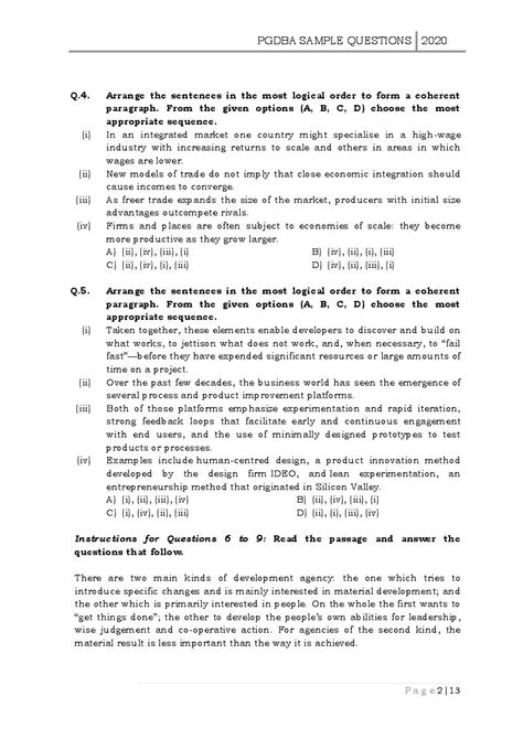 Pgdba 2023 Sample Question Paper Pdf Out Download Here Aglasem Admission Pgdba 2023 Sample Question Paper Pdf Out Download Here Aglasem Admission