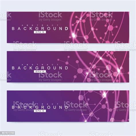 현대 벡터 배너의 과학적 설정 합니다 연결된 라인 및 점 Dna 분자 구조입니다 과학 벡터 배경입니다 의료 Tecnology 화학 디자인 Dna에 대한 스톡 벡터 아트 및