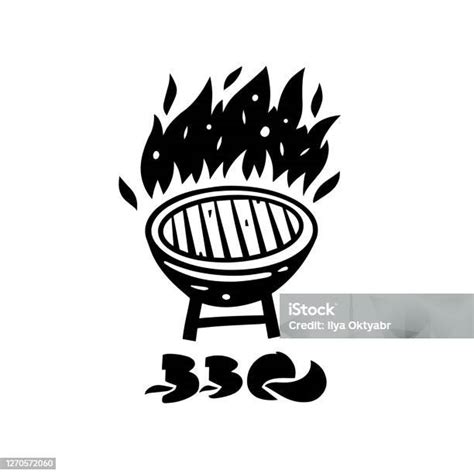 바베큐 및 그릴 로고 흑백 벡터 일러스트레이션 흰색 배경에 격리 고기에 대한 스톡 벡터 아트 및 기타 이미지 고기 굽기 돼지고기 Istock