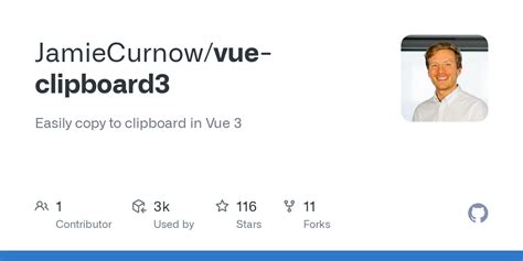 Github Jamiecurnowvue Clipboard3 Easily Copy To Clipboard In Vue 3