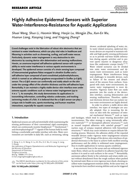 Highly Adhesive Epidermal Sensors With Superior Water‐interference