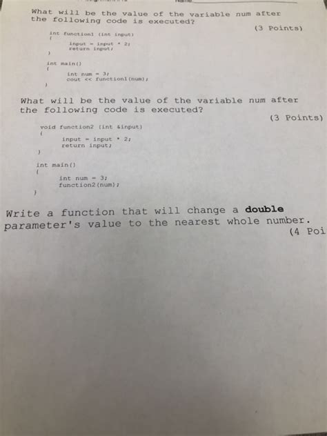 Solved What Will Be The Value Of The Variable Num After The