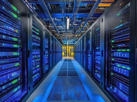 Cloud Computing Infrastructure In A Hightech Data Center Premium Ai Generated Image
