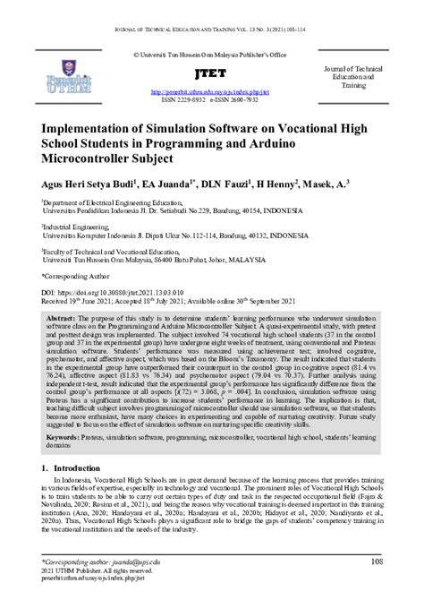 Pdf Implementation Of Simulation Software On Vocational High School