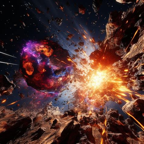 Premium Photo An Exploding Planet Surrounded By Rocks And Debris