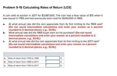 solved problem 5 15 calculating rates of return [lo3] a coin