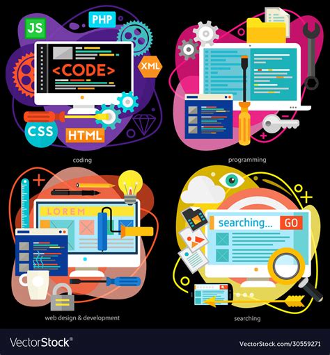 Programming And Development Analytics And Coding Vector Image