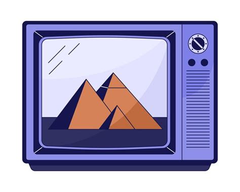 Tv 디스플레이에 있는 그림 평평한 선 색상 고립된 ⁇ 터 객체 빈티지 Tv ⁇ 배경에 편집 가능한 클립 아트 이미지 웹 디자인을 위한 간단한 윤 ⁇ 만화 스